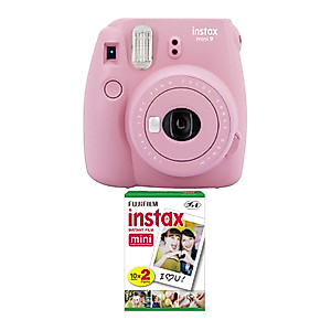 Fujifilm instax Mini 9 Instant Film Camera (Blush Pink) with Instant Twin Film Pack Bundle (2 Items)