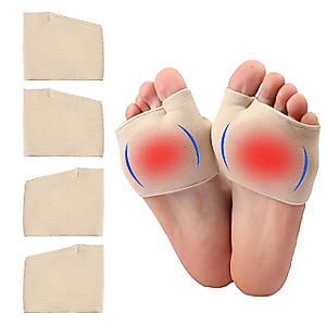 Metatarsal Sleeve with Gel Pads - 4 Pcs - Ball of Foot Pain Relief, Soft Gel Inside, Help Metatarsalgia, Mortons, Neuroma, Calluses Blisters, Diabetic Feet, for Women (Size 7.5-10.5), Men (Size 6-9.5)