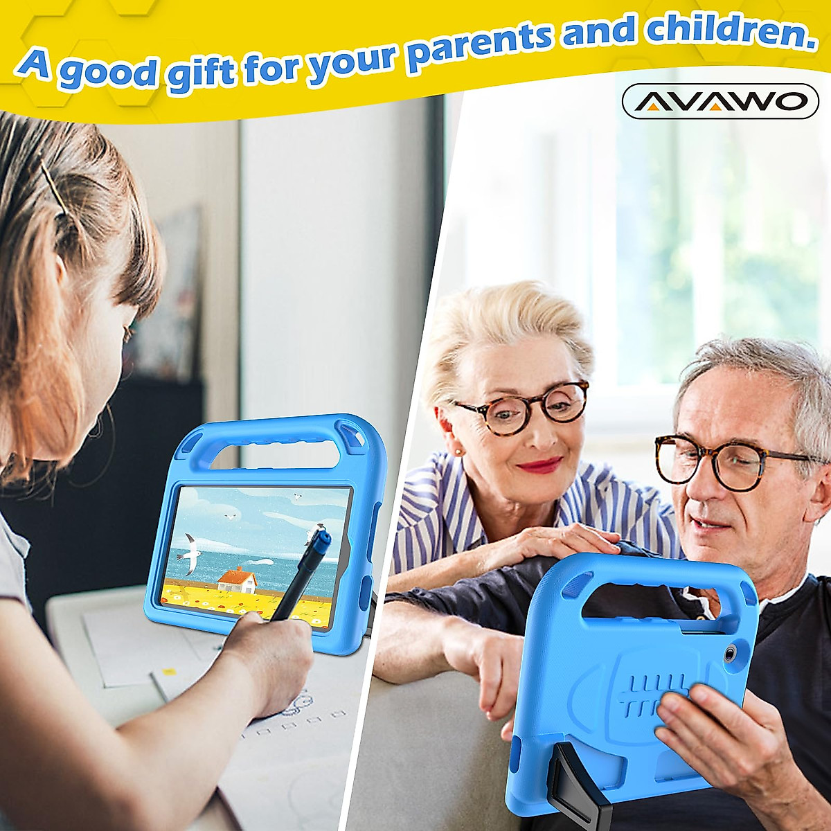 AVAWO TCL Tab 8 LE (9137w) / Tab 8 WiFi (9132x) 2023 Case for Kids, Children Friendly, Boys and Girls EVA Handle Stand Shockproof Tablet Cover for TCL Tab 8 LE/WiFi -Blue