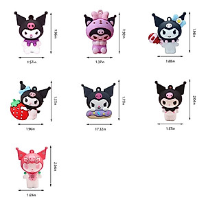 7 Pcs Kawaii Anime Cake Topper,Educatgame Cute Anime Figures Set, Great for Theme Birthday Party Decoration Supplies,Keychains,Anime Fans or Friends Gifts