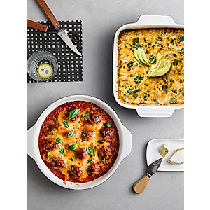 ZONESUM Baking Dish, 8x8 Lasagna Pan Deep, Ceramic Square Casserole Dishes for Oven, Baking Pan with Handle, for Brownie, Cake, Lasagna, Casserole, 2 Quart, Home Gift, Airy Blue