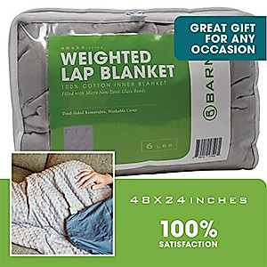BARMY Weighted Lap Blanket (48"x24", 6lbs) Weighted Lap Pad with Removable Cover for Adults, Teens and Kids, Cotton Inner Blanket, Weighted Throw Blanket - Cool Gray
