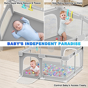 Baby Playpen, Playpen for Babies with Breathable Mesh and Zipper Gates, Indoor & Outdoor Play Pens for Kids Activity Center with Anti-Slip Base, Sturdy Safety Playpen, Kid's Fence for Infants