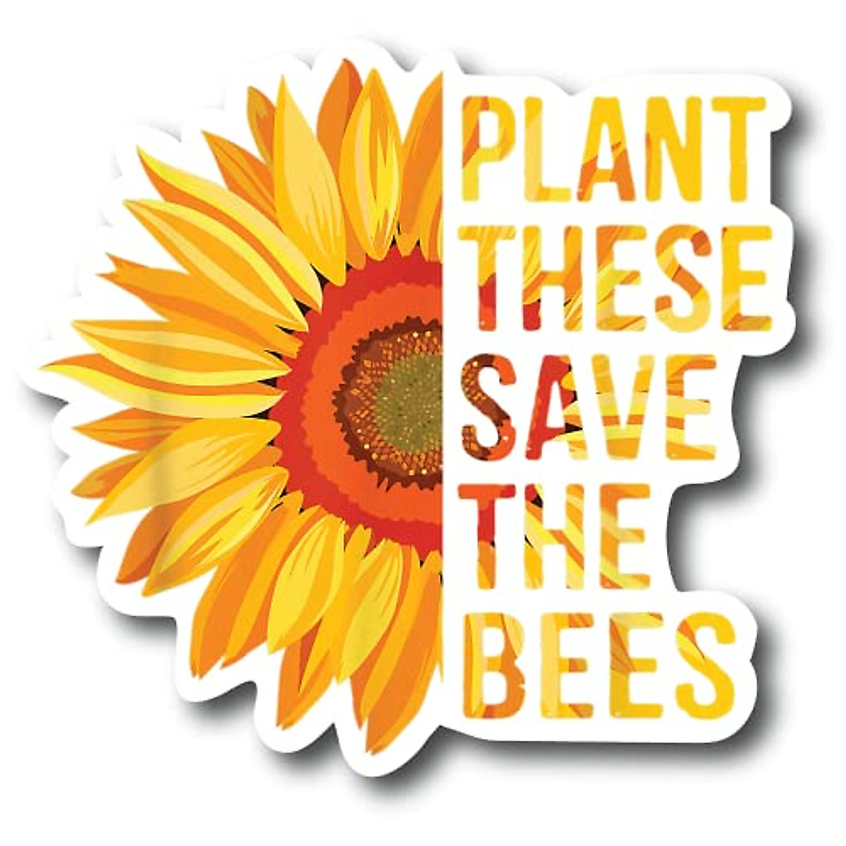 Plant These Save The Bees Honeybee 5 Inch Waterproof Sticker Décor Garden Honeycomb Bumble Dandelion Queen Honey Yard Spring Summer Butterfly Wildflower Honeybee Pollinator Indoor Outdoor Rock CS1458-2PK