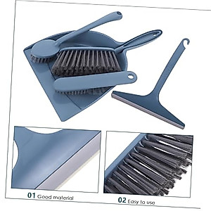 TOBBOMEY 1 Set Mini Broom Set Whisk Broom Small Dust Pan Keyboard Cleaning Brush Mini Broom with Dustpan Brooms Desk Small Hand Whisk Broom Cartoon Broom Handle Handheld Broom Blue The Pet