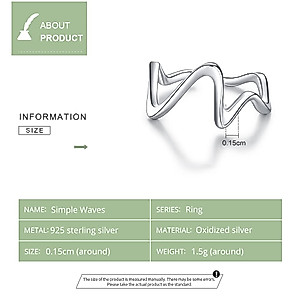 Qings Highs and Lows Ring - Sterling Silver Inspirational Up and Down Rings for Daughter Friends Adjustable Open Stackable Band Knuckle Rings Wraparound Wave CZ Zig Zag Jewelry Gifts