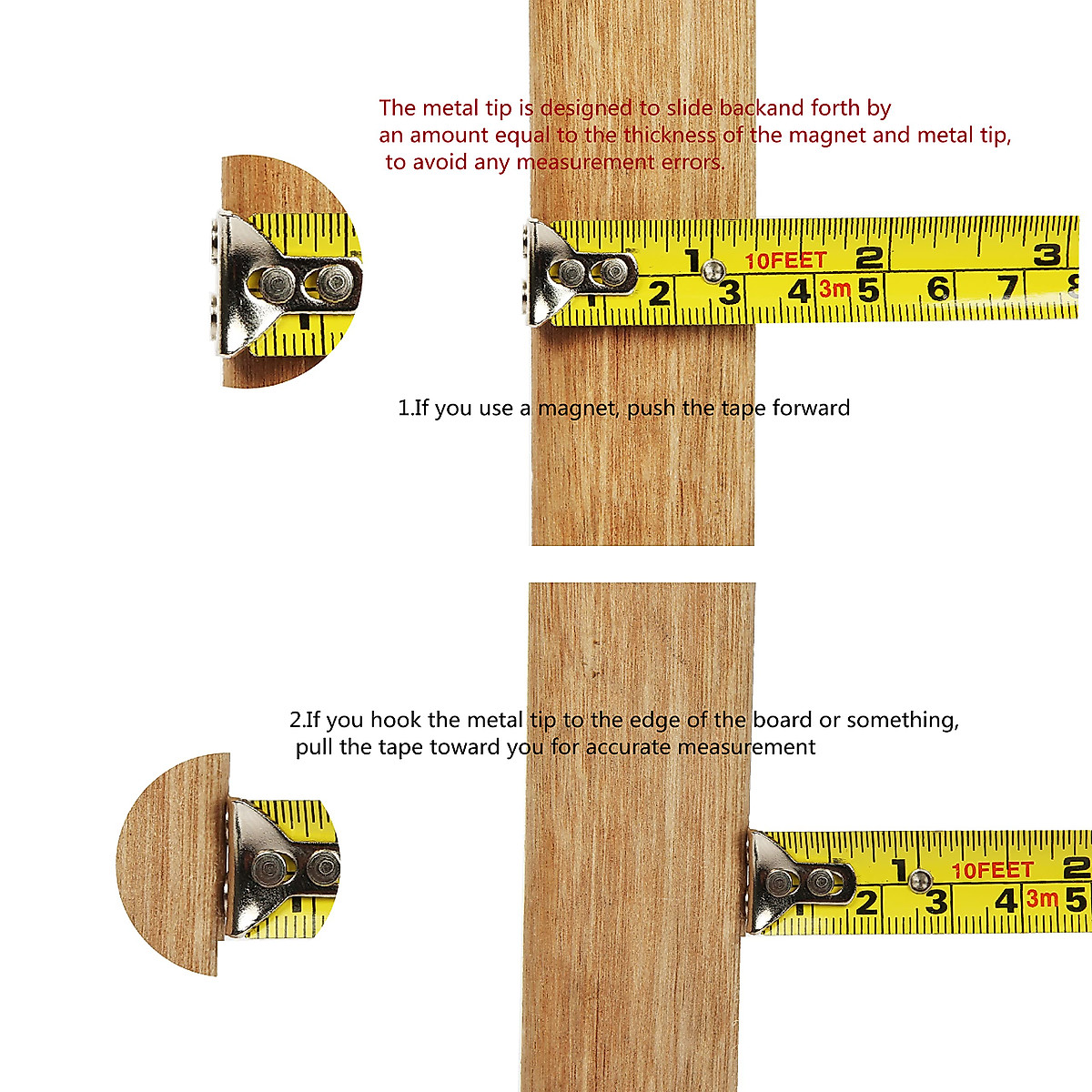 Tape Measure Retractable Metric and Imperial 10ft 16ft 25ft 33ft Measuring Tape with Magnetic Hook Impact Resistant Rubberized Case(25ft)