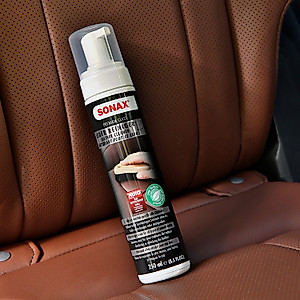 SONAX Premium Class Leather Cleaner | Powerful Foaming Formula for Deep Cleaning Smooth & Perforated Leather | Removes Stubborn Dirt, Stains & Blue Jean Transfer | Safe & Non-Drying | 281141 | 250ml