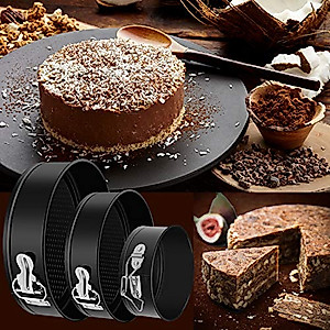 MASSUGAR Springform Pan Set of 3 - Nonstick Cheesecake Pan with Removable Bottom, Leakproof Round Cake Pan, Circle 3 Tiered 4" 7" 9 inch Spring form Pans for Baking with 50 Pcs Parchment Paper Liners