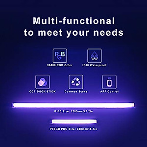 LUXCEO P120 RGB Handheld Photography Light, APP Control 1350 Lumen LED Video Light Wand 360°Full Color 12 Lighting Modes CRI≥95 IP68 Waterproof Built-in Rechargeable Battery 3000k 5750k Colorful Stick