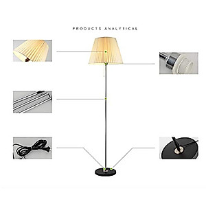 Floor Lamp LED Floor Lamp Dimmable Nordic Simple Metal Vertical Floor Lamp Fabric Lampshade Study Bedroom Living Room Floor Lamp Standing Light (Size : Remote control switch)