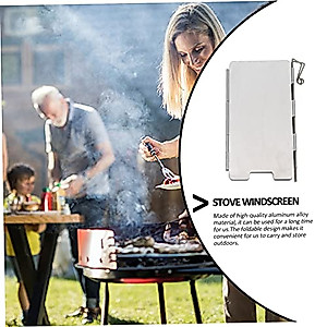 Mobestech 3 Sets Stove Windshield Bbq Grill Portable Bbq Grill Mini Portable Outdoor Gas Stove Outdoor Folding Windshield Outdoor Stove Windshield Portable Camping Stove Aluminum Alloy Light