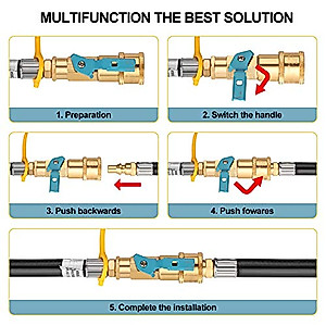 WADEO 12 Feet Low Pressure Propane Quick Connect Hose, RV Quick Connect Propane Hose Extension with 1/4 inch Safety Shutoff Valve & Male Full Flow Plug for RV
