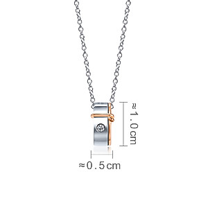 CHOW SANG SANG Promessa 18K White & Rose Gold (GH color, SI Clarity, Round Brilliant) Diamond Love Knot Hoop Necklace for Women 91329N | 18.5", (47 CM)