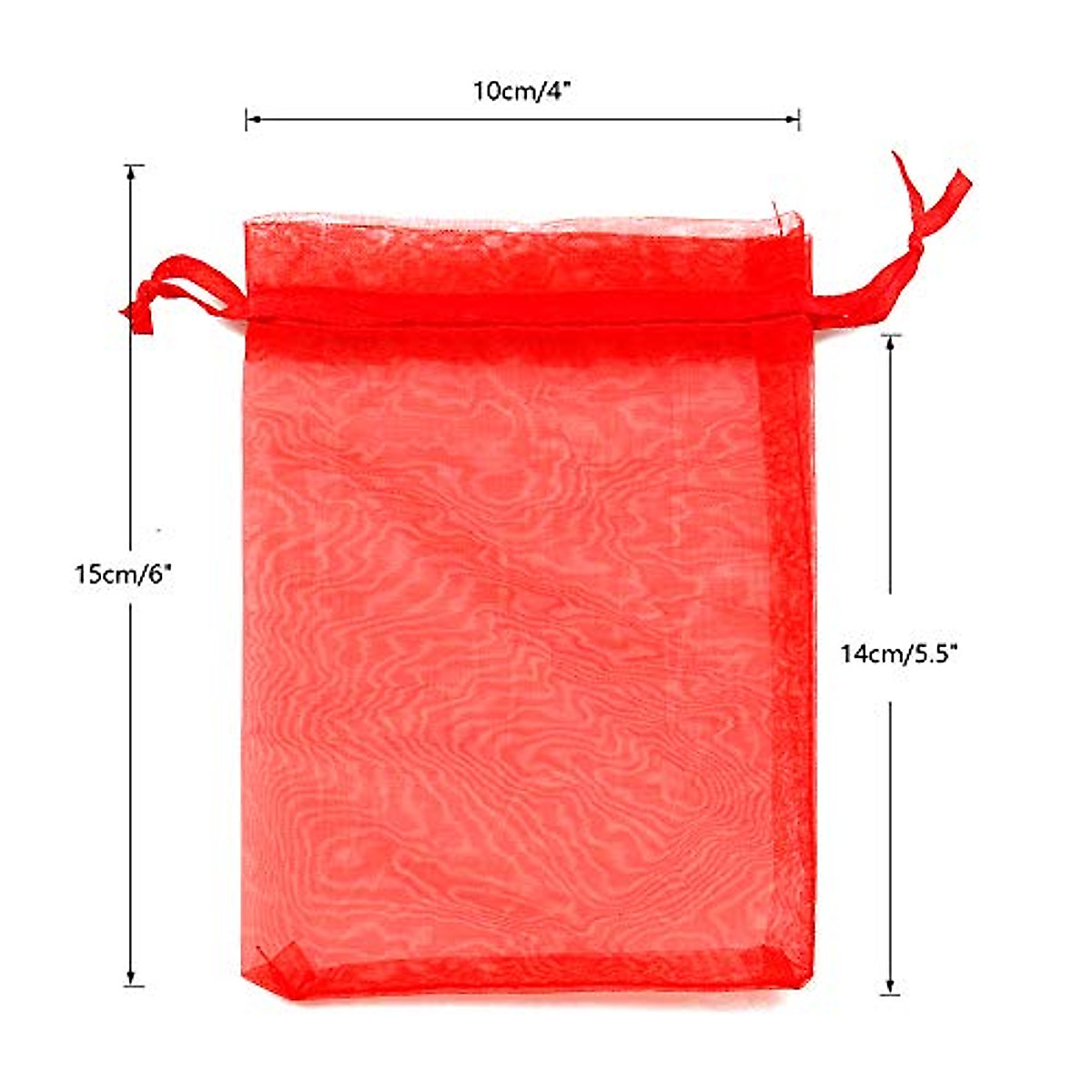 G2PLUS 4''X6 Organza Bags,100PCS 10X15CM Drawstring Organza Jewelry Favor Pouches Wedding Party Festival Gift Bags Candy Bags (Red)