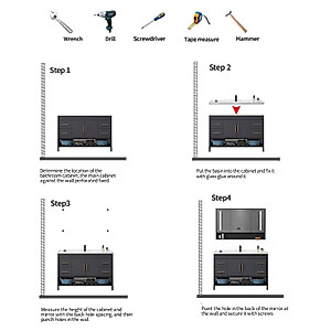 ZGNBSD Bathroom Vanity - Freestanding Bathroom Vanity with Sink & Smart Mirror, Solid Wood Bathroom Cabinet with Abundant Storage Drawers (28")