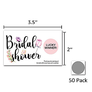 50 Bridal Shower Scratch Off Game Cards, Bride Shower Party Activity Games, Wedding Shower Ideas, Mini Size 2X3.5 inches, Bachelorette Party Scratch off Cards Tickets