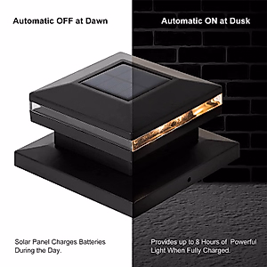 Viewsun 8 Pack Solar Post Lights, Outdoor Fence Post Cap Light Solar Powered Caps for Deck, Patio, Garden Decor, Warm White High Brightness SMD LED Lighting, Lamp Fits for 4x4 or 6x6 Wooden Posts