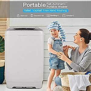 Nictemaw Portable Washing Machine 𝟏𝟕.𝟔Lbs Capacity Portable Washer 1.9 Cu.ft Full-Automatic Compact Laundry Washer With Drain Pump,10 Wash Programs 8 water levels with LED display Ideal for Home