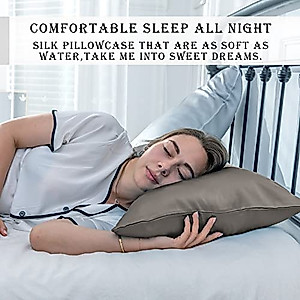 Silk Pillowcase for Hair and Skin,Soft,Breathable and Sliky 100% Standard Size Pillow Cases Set of 2,Both Sides Natural Mulberry Silk Pillowcases with Hidden Zipper(Standard Size 20"X 26",2pcs)