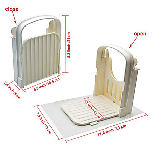 Aobrill Bread Slicer for Homemade Bread Foldable Toast Slicer with Non-slip Mat (White)