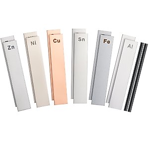 Gisafai 14 Piece Metal Electrodes Set Electrode Strips Set 2 Aluminum 2 Copper 2 Zinc 2 Nickel 2 Tin 2 Iron and 2 Carbon for Scientific Experiments Electroplating Plating