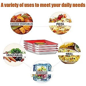 Yily 4 Pcs Plastic Preservation Tray Creative Food Preservation Tray,Replaceable Magic Elastic Film Buckle Vacuum Seal Keeps Food Fresh,Kitchen Tools Seal Storage Container