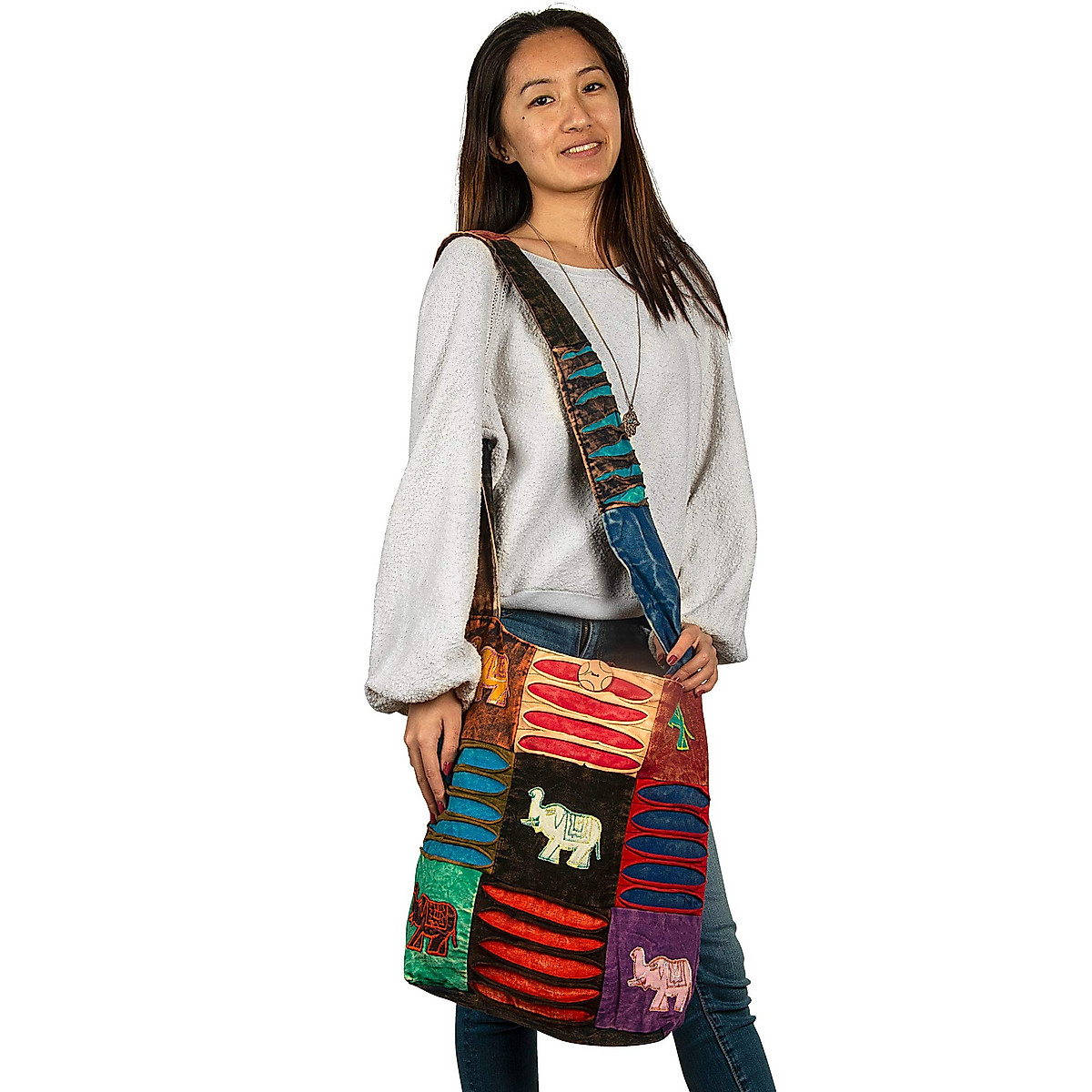 Patchwork Peacock Handmade Pink Cotton Hobo Crossbody Shoulder Bag Hipster Boho Women Sling