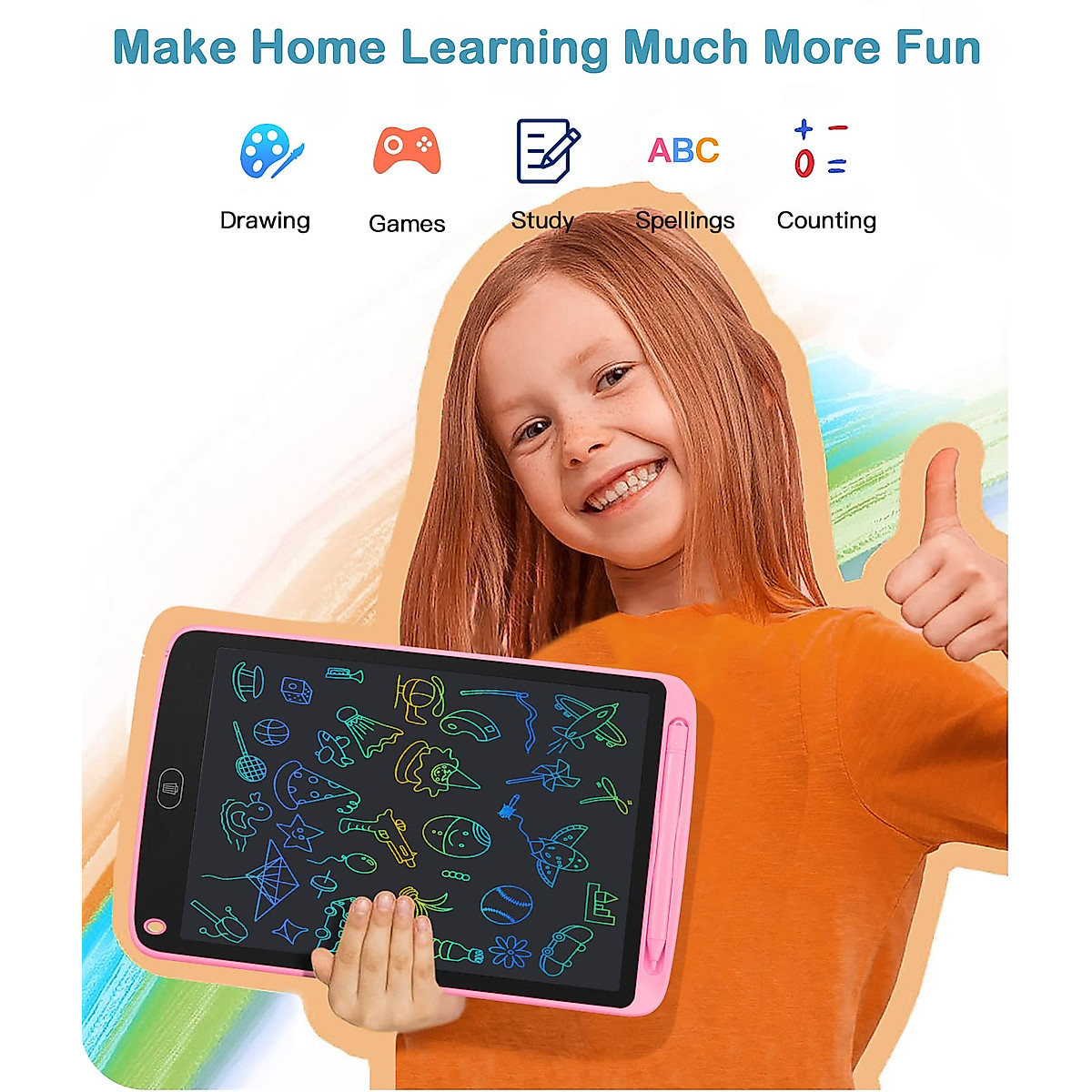 Cousper LCD Writing Tablet, 2 Pack 10 Inch Doodle Board Toys for Toddlers Kids, Colorful Drawing Tablets for 3 4 5 6 7 8 Years Old Boys and Girls, Educational Learning Toys Birthday Gifts, Blue+Pink