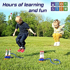 New Bounce Rocket Launcher for Kids - Adjustable 2-in-1 Jump Rocket Set - Includes a Sturdy Launch Pad and 4 LED Rockets - Soars Up to 150 Ft - Fun Kids Outdoor Toys (4 Pc Rocket Launcher)