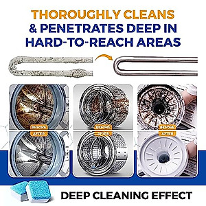 Bastion Washing Machine Cleaner, Deodorizer, & Descaler 6-Pack - Active Deep Cleaning Tablets for HE Front Loader & Top Load Washer, Septic Safe Eco-Friendly - 3 Month Supply