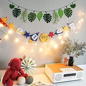 2 Pack Tropical Leaf Banner, Hawaii Luau Party Birthday Decor Banner Palm Leaves Banner Decor Summer Jungle Theme Party Decorations Wedding