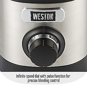 Weston Sound Shield Pro Series 1.6hp Blender with 32oz + 20oz Blend-in Personal Jar, Variable Speed Dial for Puree, Ice Crush, Shakes and Smoothies, Black and Stainless Steel (58918)