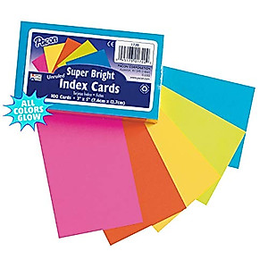Pacon® PAC1720 Index Cards, 3" x 5", Unruled, 5 Bright Colors, Pack of 100