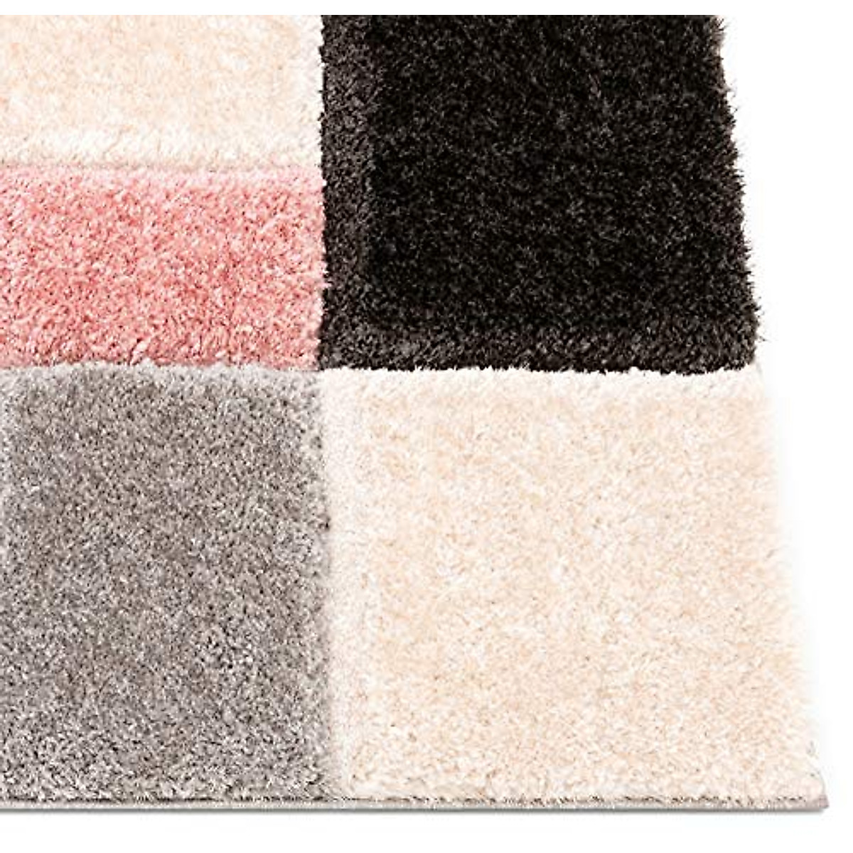 Well Woven San Francisco Escondido Blush Modern Geometric 3D Textured Thick and Soft Shag 3'11" x 5'3" Area Rug