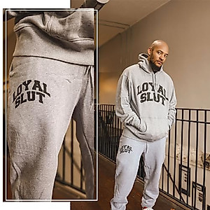 Slutty Vegan Loyal Slut Sweatpants, Lightweight Unisex Joggers with Pocket, Fleece Sweatpants High Waisted Joggers Pants, (US, Alpha, Large, Regular, Regular) Grey
