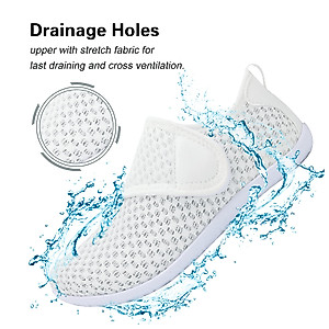 Lisdwde Womens Mens Athletic Hiking Water Shoes Quick Dry Barefoot Beach Walking Kayaking Surfing Training Shoes Mesh White 11-12 Women/9-10 Men