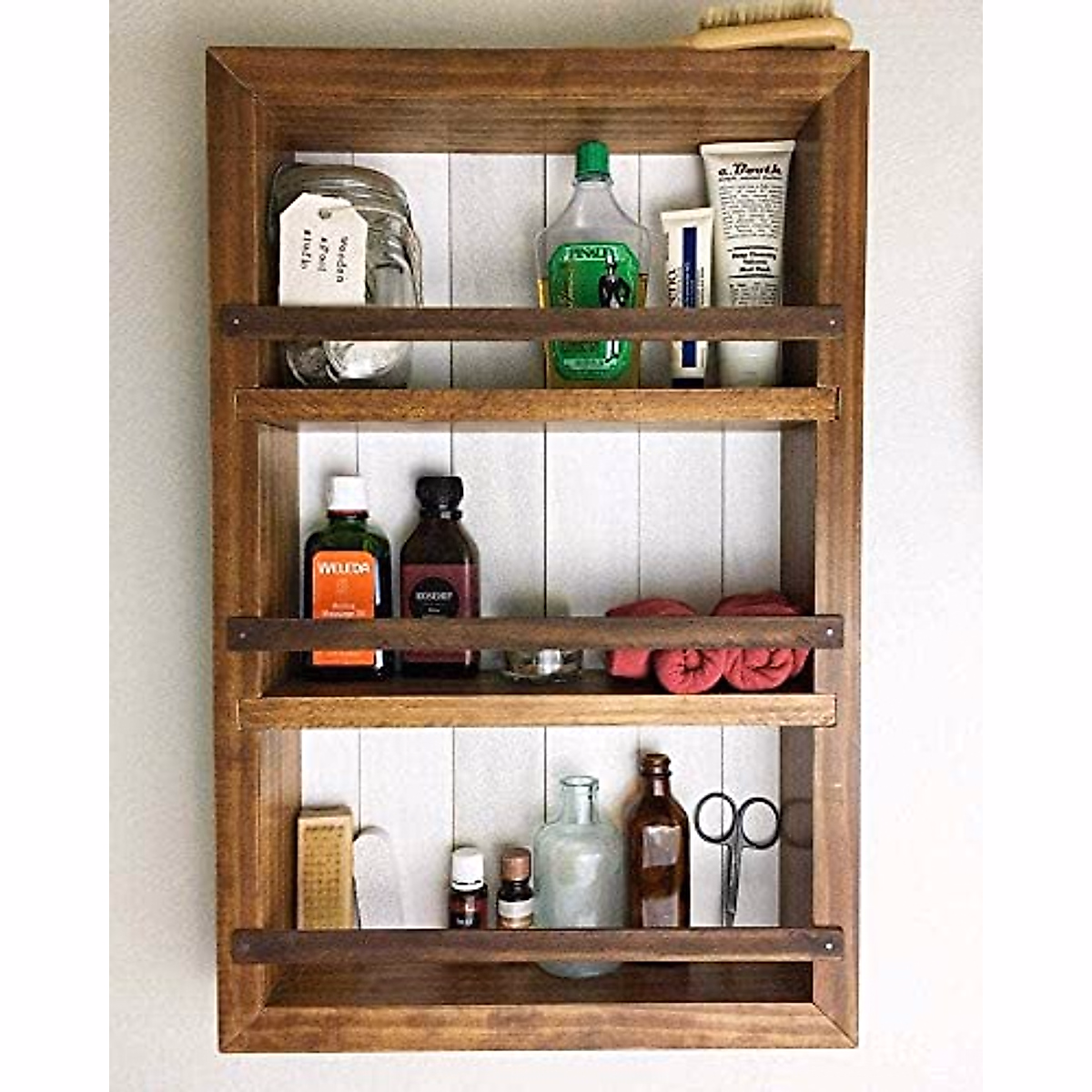 Mansfield Cabinet No. 101 - Solid Wood Spice Rack Cabinet Walnut/Khaki Green