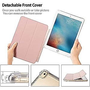 Valkit iPad 9th Generation Case (2021) / iPad 8th Generation Case (2020) / iPad 7th Generation Case (2019) with Pencil Holder,10.2 Inch Translucent Frosted Back Protective,Auto Wake/Sleep,Rose Gold