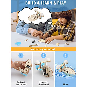 Poraxy 5 Set STEM Kits for Kids Ages 8-10, Toys for Ages 8-13, 3D Wooden Puzzles, Educational Engineering Arts Crafts Science Building Kits, Gifts for Boys and Girls 7 8 9 10 11 12 13 Year Old