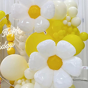 YUJUN 11PCS Daisy Balloons,Huge White Flower Daisy Foil Mylar Balloons for Baby Shower Wedding Groovy Boho Daisy Birthday Party Decorations (43in''28in''16in'')