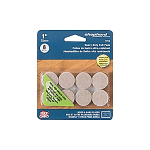 Shepherd Hardware 9915 1-Inch Heavy Duty Felt Gard Self-Adhesive Leveling Furniture Pads, Beige,8-Pack