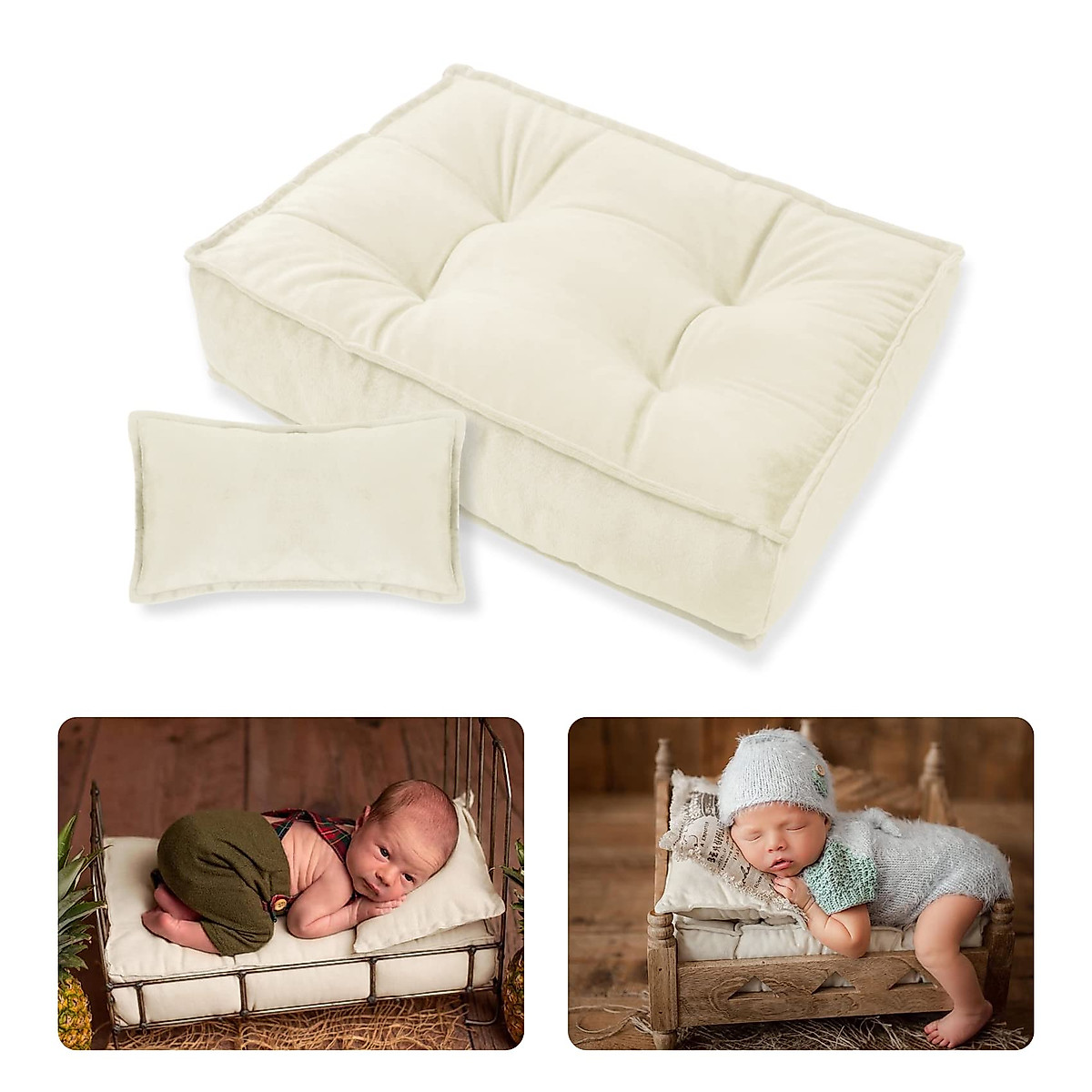 Baby Photoshoot Props Mini Mattress Newborn Photography Props Baby Bedding Cushion Baby Posing Pillow Infant Mattress Prop Photography (B-Brown)