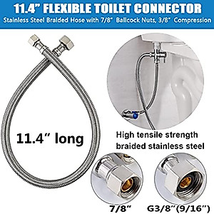 Brass Bidet T Adapter with Toilet Connector Line, Bidet Adapter Valve with Shut Off Valve, Connect to 1/2 or 3/8 Bidet Hose, 7/8" Toilet Tee Adapter for Handheld Bidet Attachment,Chrome,SonTiy