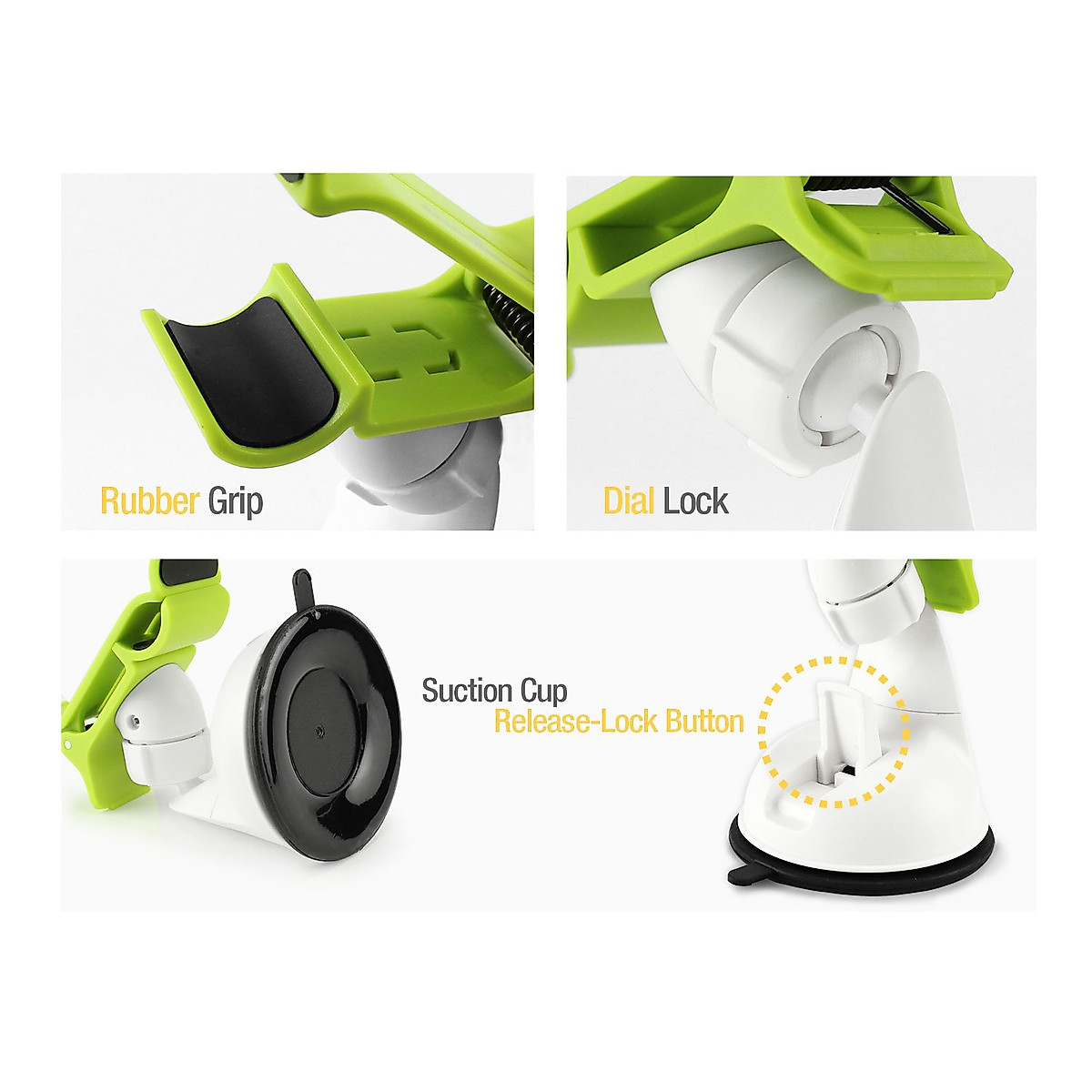 Car Windshield or Dashboard Mount Phone Holder, Suction Cup Mount on Clean Surface Compatible for iPhones Samsung Galaxy Moto Google Pixel Google Map Navigation