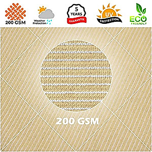 Royal Shade 16' x 16' x 16' Beige Triangle Sun Shade Sail Canopy Outdoor Patio Fabric Shelter Cloth Screen Awning - 95% UV Protection, 200 GSM, Heavy Duty, 5 Years Warranty, We Make Custom Size