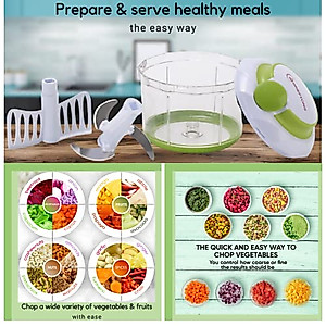 Brieftons QuickPull Manual Food Chopper: Large 4-Cup Powerful Hand Pull Chopper/Mincer/Mixer Blender to Chop Onion, Garlic, Vegetables, Fruits, Herbs for Salsa, Salad, Pesto, Puree, Indian Cooking
