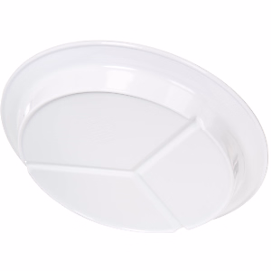 Carlisle FoodService Products Kingline Divided Plate Deep Compartment Plate with 3 Compartments for Home and Restaurant, Melamine, 8.75 Inches, White