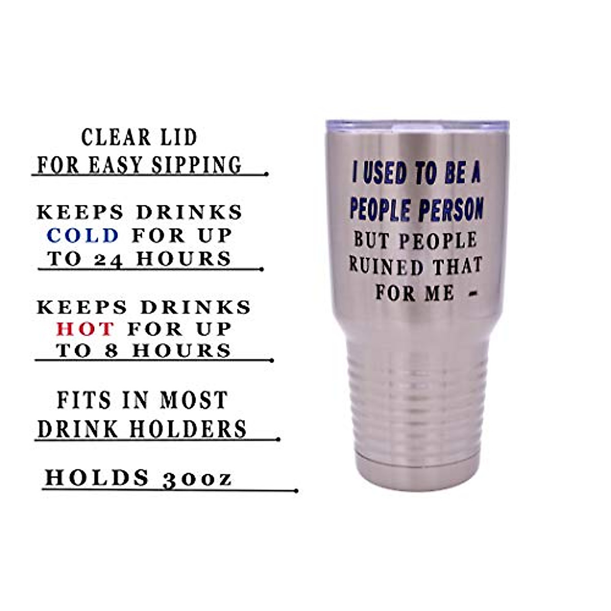 Rogue River Tactical Funny Sarcastic People Person 30 Oz. Travel Tumbler Mug Cup w/Lid Vacuum Insulated Work Gift