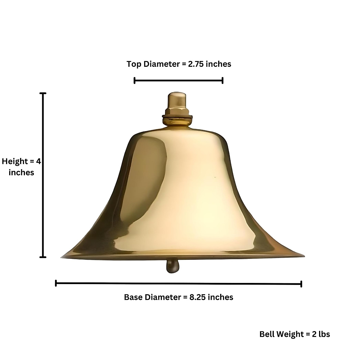 Bevin Bells Yacht Bell – Solid Brass 8" Fog Bell | Ship Bell | Boat Bell | Wonderful Tone with a Loud and Long Ring | Hanging Bell | Highly Polished and Lacquered | Made of Solid Brass | Made in USA